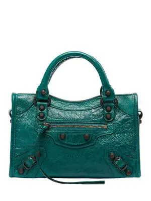 Balenciaga Le City Mini Leather Tote Bag - Green