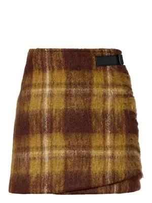 Loewe Checked Mohair And Wool Miniskirt - Yellow