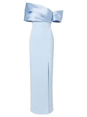 Solace London Alexis Asymmetric Off-shoulder Gown - Blue