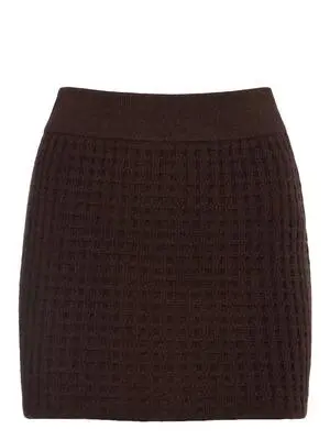 Jardin Des Orangers Waffle-knit Wool And Cashmere Midi Skirt - Brown