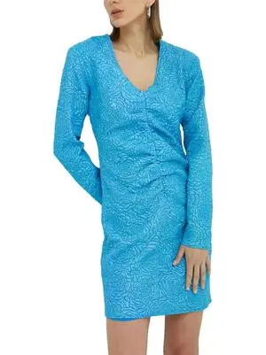 GESTUZ Floral Gathered Dress - Blue