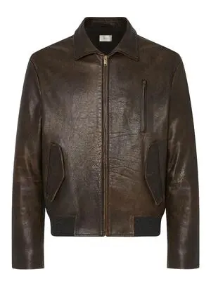 THE ROW Akia Leather Jacket - Dark Brown