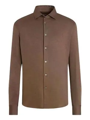Zegna Cashmere-silk-blend Shirt - Brown