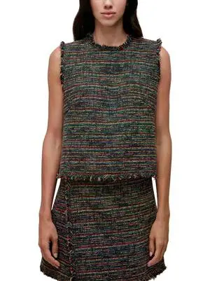 OSKLEN Fringed Tweed Top - Black