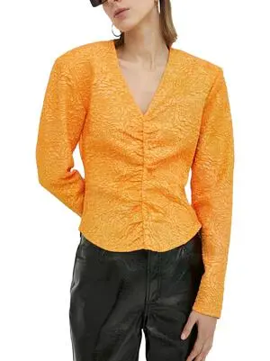 GESTUZ Textured Gathered Blouse - Orange