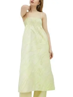 GESTUZ Shirred Bodice Dress - Yellow