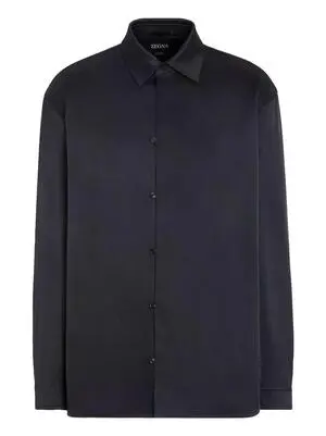 Zegna Long-sleeve Silk Shirt - Black