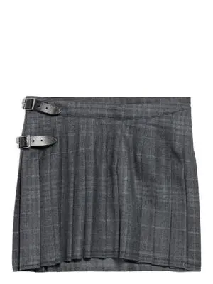 Balenciaga Pleated Mini Skirt With Leather Belt Detail - Grey