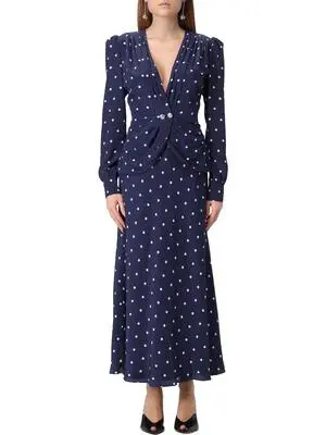 Alessandra Rich Printed Long Sleeve Dress - Blue