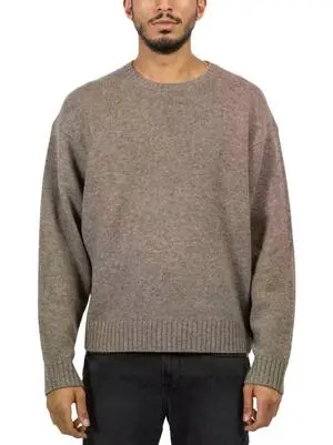 FRAME Ribbed Knit Crewneck Sweater Brown