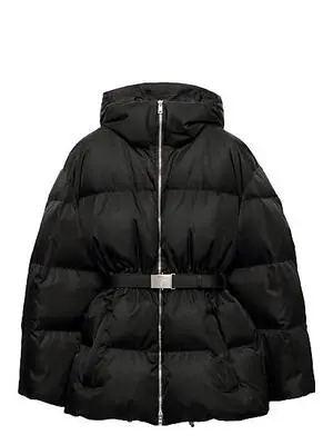 Prada Re-nylon Hooded Shell-down Puffer Jacket - Black