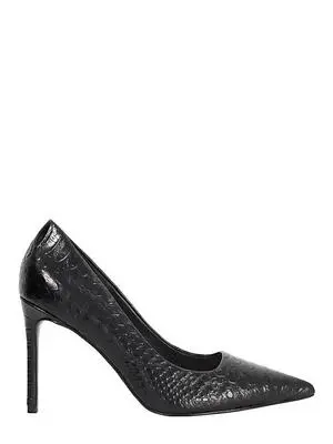 DUNE Assured Leather Heeled Courts - Black Rept Print Leather