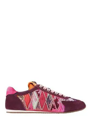 Kurt Geiger Islington Sequin Suede Trainers - Pink Comb