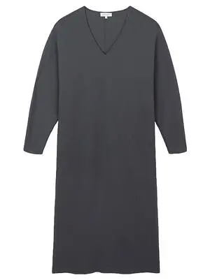 THE WHITE COMPANY V-neck Batwing-sleeved Maxi Dress - Graphite