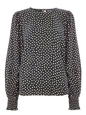 Whistles Spot-print Relaxed-fit Woven Blouse - Black
