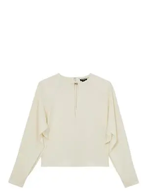 REISS X Atelier Luella Turn-lock Woven Blouse - Cream