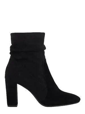 DUNE Ruched Suede Heeled Ankle Boots - Black Suede