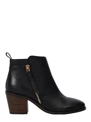 DUNE Leather Heeled Ankle Boots - Black Leather
