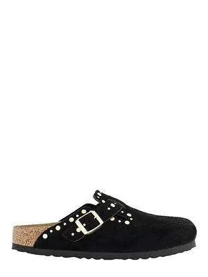 BIRKENSTOCK Boston Stud-embellished Suede Clogs - Black Rivet