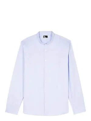 The Kooples Folded Band-collar Regular-fit Cotton Shirt - Blue