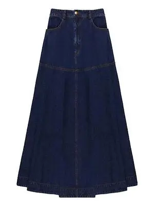 RO&ZO Flared Denim Maxi Skirt - Blue