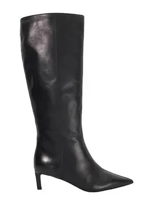 DUNE Leather Knee-high Kitten Heel Boots - Black Leather