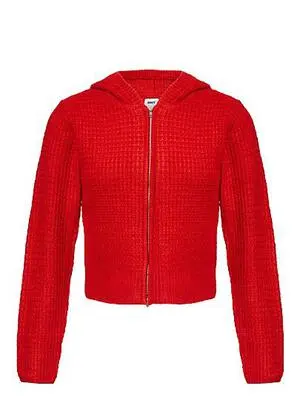 Obey Glenda Zip-up Knitted Jumper - Tomato