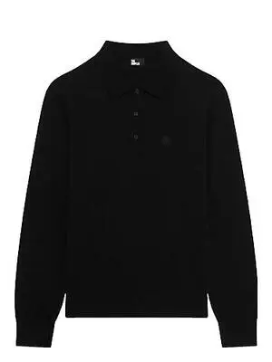 The Kooples Logo-embroidered Polo-collar Wool Jumper - Black