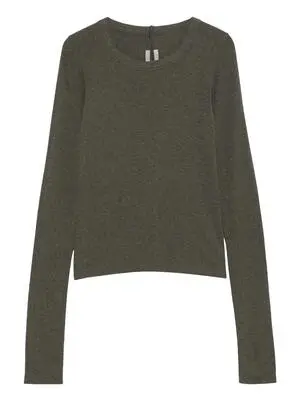 Rick Owens Cropped Rib Long-sleeve T-shirt - Grey