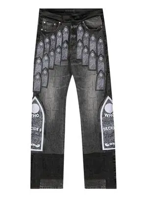 WHO DECIDES WAR BY EV BRAVADO Patched Arch Embroidered Pant - Grey