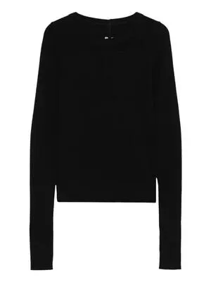 Rick Owens Cropped Ribbed Long-sleeve T-shirt - Black