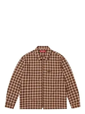 Supreme Metallic Plaid Zip Up Shirt - Brown