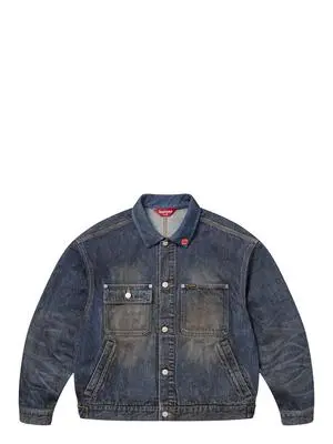 Supreme Distressed Selvedge Trucker Jacket - Blue