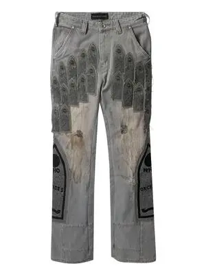 WHO DECIDES WAR BY EV BRAVADO Patched Arch Embroidered Pant - Grey