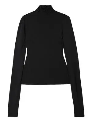 Eterne Stretch-modal Jersey Turtleneck Top - Black