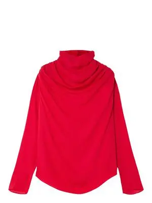 KALLMEYER Tabitha Draped Silk-georgette Blouse - Red