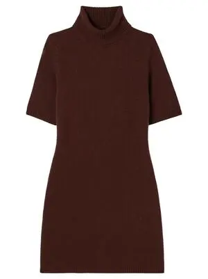 DÔEN Agathe Cashmere Turtleneck Mini Dress - Brown
