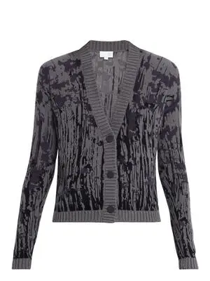 Tse Cashmere Cashmere Abstract-print Cardigan - Carbon Combo