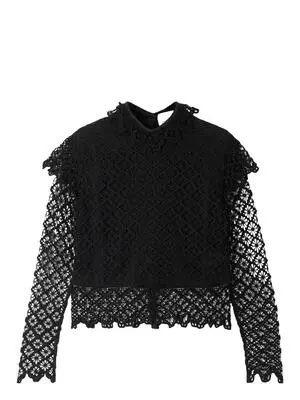 Isabel Marant Ludivine Layered Guipure Lace Top - Black