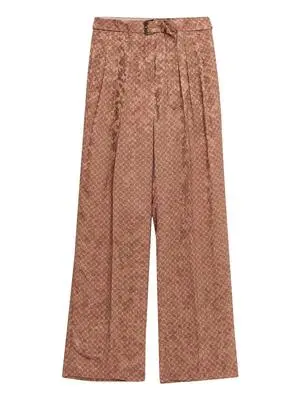 Dries Van Noten Belted Printed Satin Wide-leg Pants - Peach