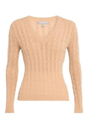 Neiman Marcus Cashmere Cable-knit Sweater - Camel