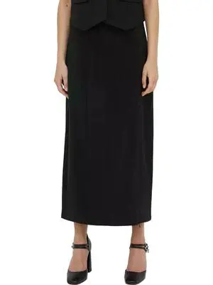 GESTUZ Joellegz Side-slit Midi Skirt - Black