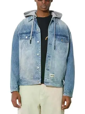 EVISU Hooded Denim Jacket - Blue