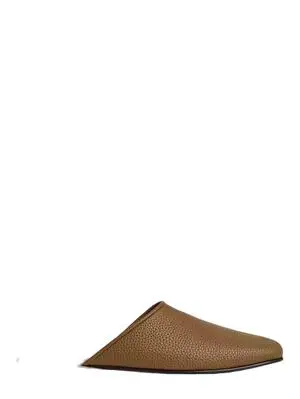 12 STOREEZ Pebbled Leather Mules - Brown
