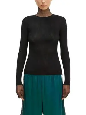 Sportmax Ribbed Knit Top - Black