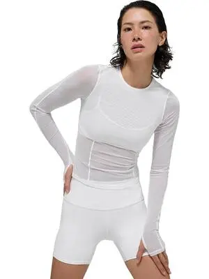 Alo Yoga Mesh Long Sleeve Top - White