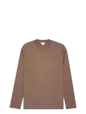 Sunspel Long Sleeve T-shirt - Brown
