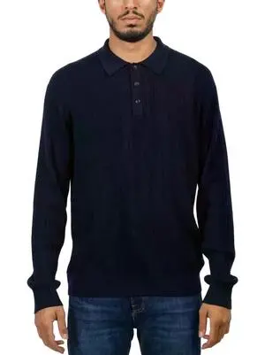 Rag & Bone Crawford Ribbed Long-sleeve Polo Shirt - Blue