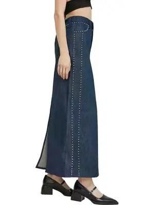 GESTUZ Studded Maxi Skirt - Blue