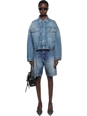 Acne Studios Relaxed Cropped Denim Jacket - Mid Blue